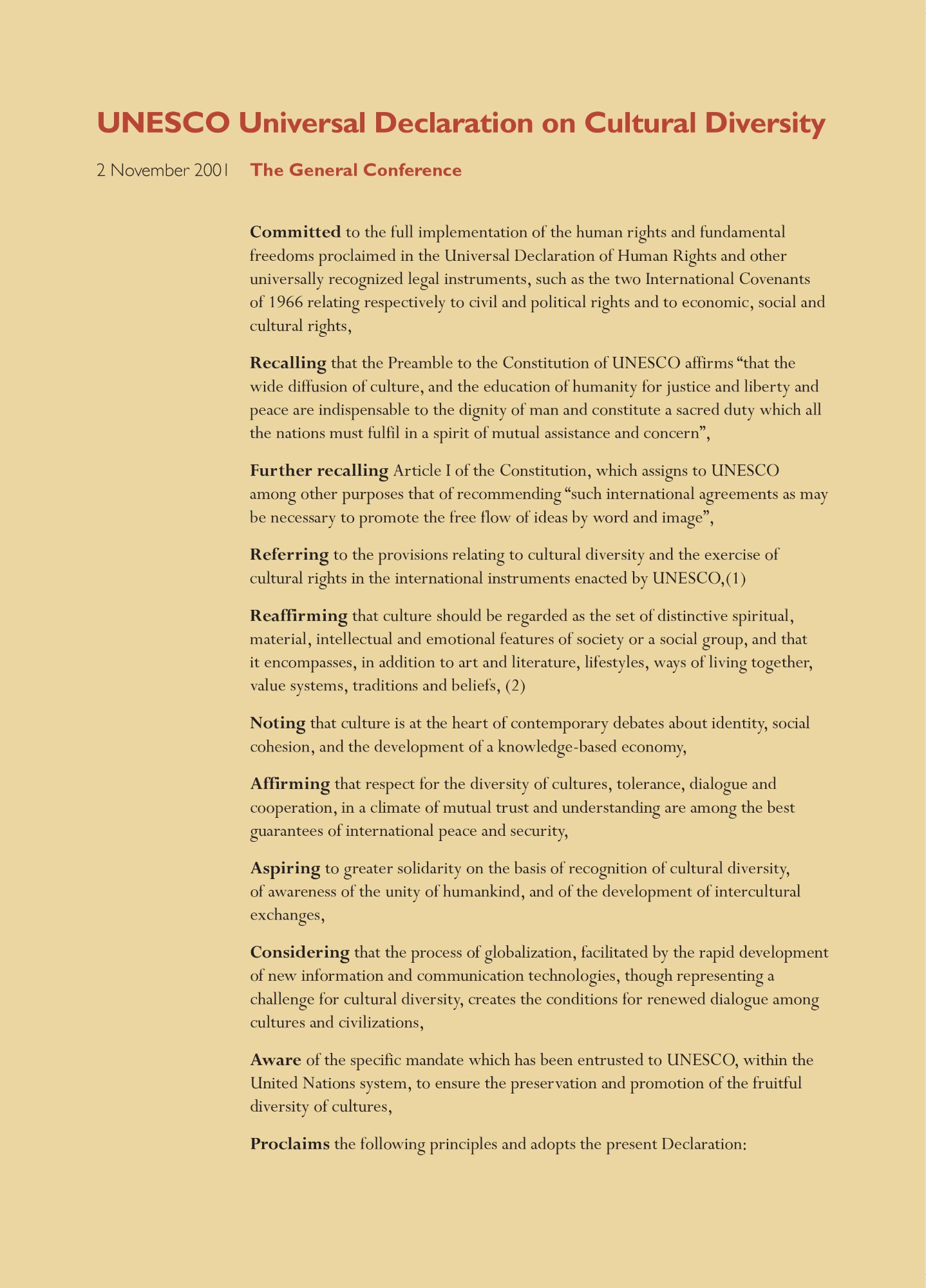 Universal Declaration of Cultural Diversity - Khalili Foundation